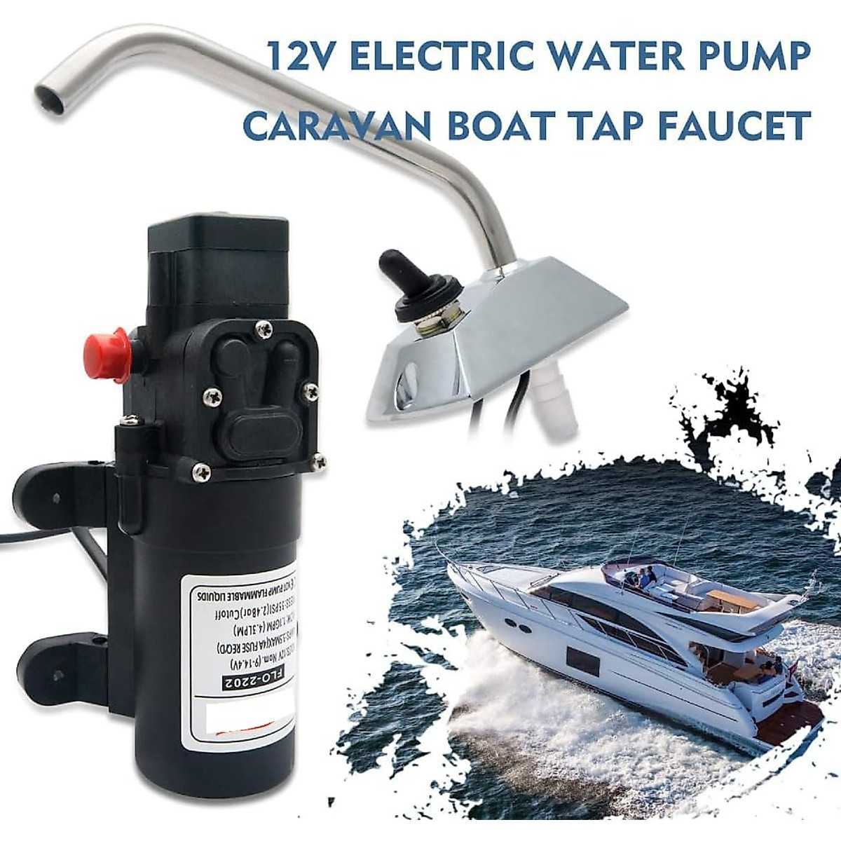 Water Pump, 12V Pump DC Self-Priming Water Pump High Pressure Self-Priming Caravan for Camper Marine Boat Lawn