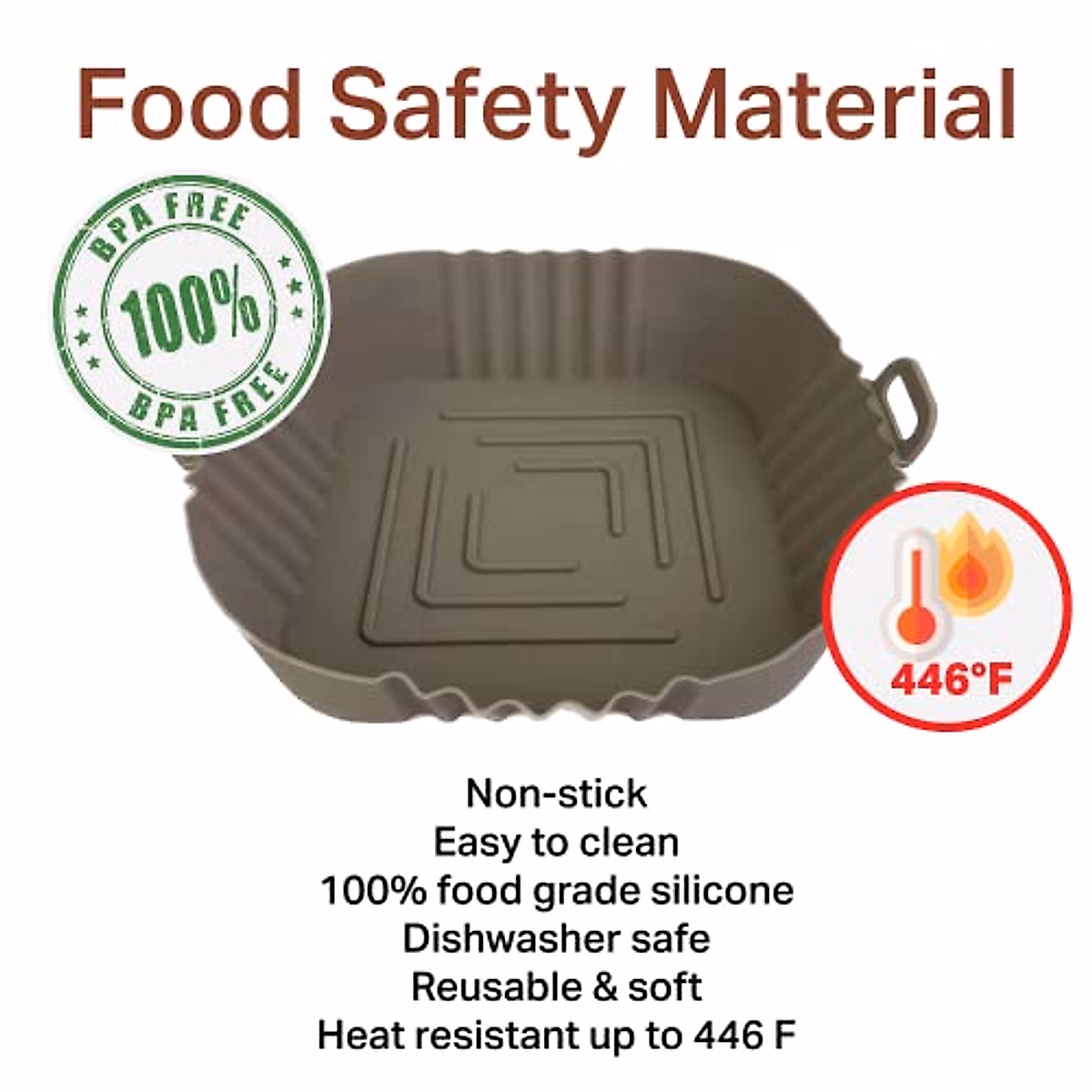 Spark X 2-Pack Silicone Air Fryer Liner 8 inch Reusable Air Fryer Silicone Basket Heat Resistant Easy Cleaning Air fryers Silicone Pot Round for 4 to 8 Qt with Air fryer Mitts (Bronze+Grey)