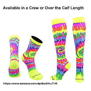 MadSportsStuff Crazy Tie Dye Socks Over the Calf (Groovy Neon, Small)
