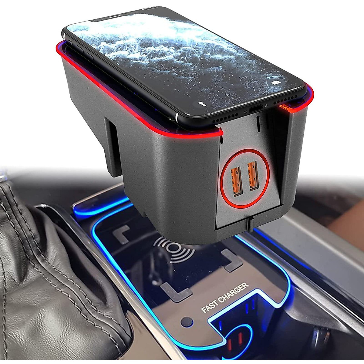 inBEKEA 2021 Upgraded Car Wireless Charger for Volv-O XC90 XC60 S90 V90 V60 S60 with USB Ports QI Smart Phone Charging Pad 10W QC3.0 Fast Charging for All QI Smartphones