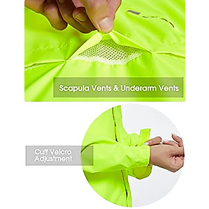 FitsT4 Sports Women's Waterproof Cycling Running Jackets Mesh Lined Rain Jacket Lightweight Bike Windbreaker with Hood Fluorescent Yellow Size S