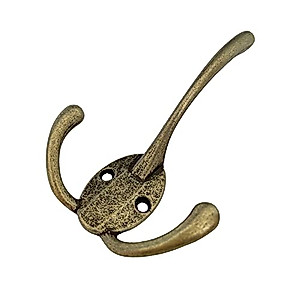 Mokife 5 Pack Coat Hooks Vintage Triple Wall Hook Heavy Duty Metal Entrance Hook for Hanging Clothes Jackets Robes Towels Hats Keys Bags Cups, Bronze