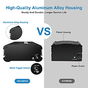 NUOSIYA Phantom Power 48V, 1-Channel Phantom Power Supply for Condenser Microphone with 10Ft XLR Female to Male Mic Cable，Dual Charging Ports, Metal Box, Black