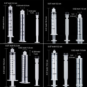 15 Pack of 20ml 10ml 5ml 3ml 1ml Syringe With Blunt Tip Needle And Cap Set - Ink Oil or Glue Applicator, Great for Refilling and Measuring Dispensing