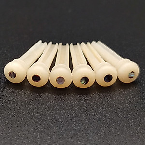 Vencetmat Unbleached Acoustic Guitar Bridge Pins,Made of Real Bones,Inlaid Abalone Dot, Bridge Pin Puller was Included