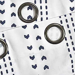 Lush Decor Hygge Stripe Window Curtain Panel Pair, 95" Long x 52" Wide, Navy & White