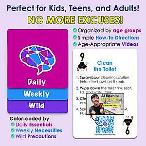 52 Essential Life Skills: No-Excuses Game to Teach Kids, Teens & Adults How To Care for Self & Chores, Practical Solution by Harvard Educator for Responsible Boys, Confident Girls, Happy Family
