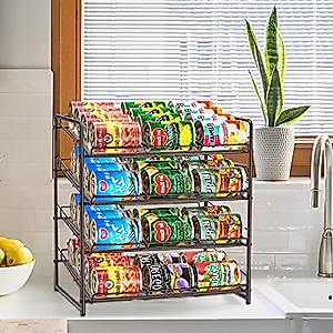 NUNET 4 Tier Stackable Can Rack Organizer,for food storage,kitchen cabinets or countertops,Storage for 48 cans,Bronze