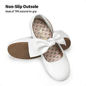 DREAM PAIRS Girls Ballerina Flats Mary Jane Front Bow Dress Shoes Angie-5 White Size 2 Little Kid