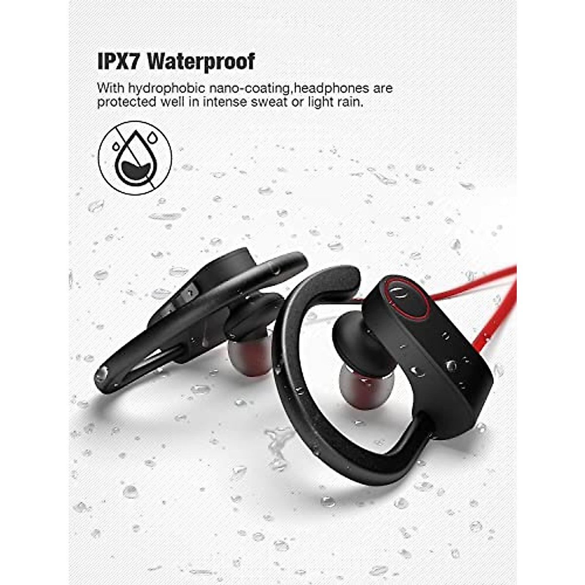 Otium Bluetooth Headphones,Wireless Earbuds IPX7 Waterproof Sports Earphones with Mic HD Stereo Sweatproof in-Ear Earbuds Gym Running Workout 10 Hour Battery Noise Cancelling Headsets
