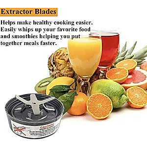 TIMESETL 2 Pack Replacement Extractor Blades and 2 Extra Silicone Rubber Gasket Seal Rings, Replacement Blades Parts Compatible with Nutribullet 600w & 900w NB-101B NB-101S NB-201 Juicer Blenders