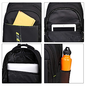 goldwheat School Backpacks Student Bookbag Casual Shoulder Daypack Travel Back Pack for Teen Boys (Black-3)