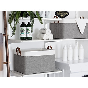 StorageWorks 45L Extra Large Fabric Storage Bins and Storage Box with PU Handles