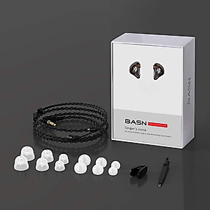 BASN in-Ear Monitor Headphones Dual Dynamic Drivers in Ear Earphones Detachable MMCX Cable Musicians in-Ear Earbuds Headphones (BC100 Brown, with no Mic)