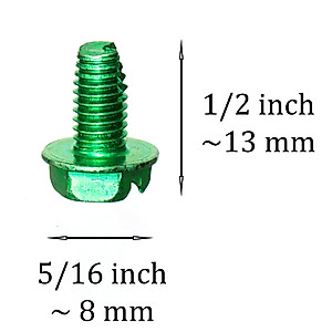 THE CIMPLE CO 100 Pack - 1/2 in (13 mm) Self Tapping Ground Screws - 10-32 Ground Screws - Electrical Grounding Screws - Hex Head Ground Screw - Stainless Steel Grounding Screw - Green, 100 Pieces