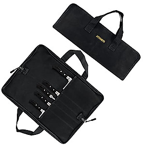 JOINDO Water Resistant Waxed Canvas Knife Bag with Durable Zipper, 5 Slots Professional Chef Knife Roll Bag with Handle, Heavy Duty Knives Pouch, 1 Pack