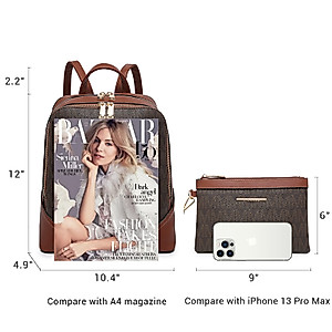 MKP Women Fashion Medium Backpack Purse (Beige and Coffee)