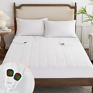 Homemate Heated Mattress Pad Queen Size for Cold Sleepers, 5 Heated Setting Coral Fleece Electric Mattress Pad Queen, Bed Warmer with Dual Controller & Auto Off 10 Hours, Fit Up to 21 Inch, 80"x60"