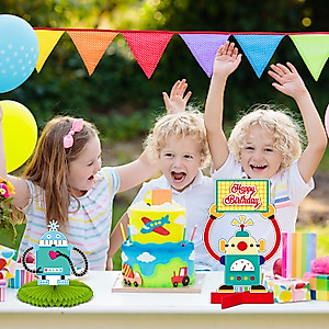 12 Pieces Robot Birthday Party Supplies Robot Party Honeycomb Centerpieces Robot Party Decorations Robot Party Table Topper for Baby Shower Decorations for Kids Birthday Party Supplies