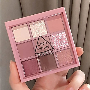 AMY'S DIARY Pink eye shadow palettes,9 Colors Pink Rose Shimmer matte High Pigmented Glitter Pallete Eyeshadow Makeup Colorful Lasting Waterproof Makeup Eyeshadow Palette