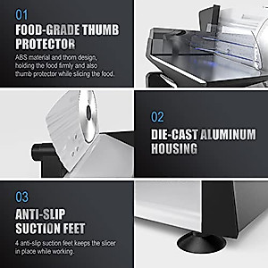 Meat Slicer Home Use TOPOTO Electric Meat Slicer 2 7.5" Stainless Steel Blades 0-15mm Adjustable Thickness Slicing Machine Powerful Kitchen Deli Food Slicers for Meat, Cheese, Bread, Veg Easy to Clean