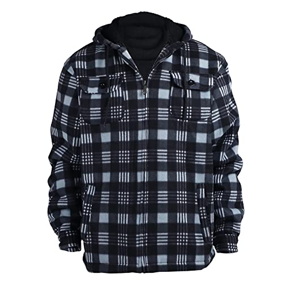 Yasumond Mens Winter Jackets Flannel Fleece Sherpa Lined Plaid Heavyweight Hooded Coats (Charcoal, XX-Large)