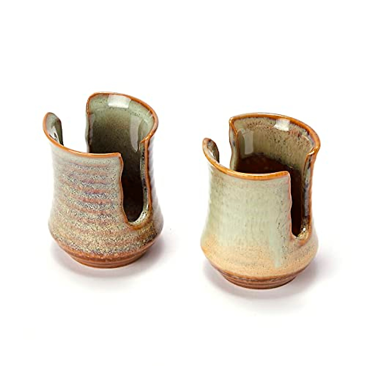 Pottery Sponge Holder Slotted Stoneware Ceramic Porcelain Sponge Holder by Gute for Father, Mother, Cleaning Supplies - Decorative Kitchen Décor - Organizer for Cleaning Dishes (Brown)