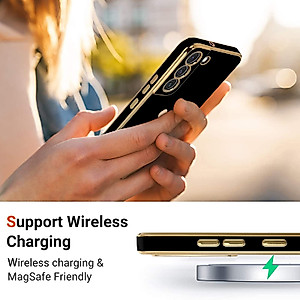 Teageo for Samsung Galaxy S22 5G Case for Women Girl Cute Love-Heart Luxury Bling Soft Back Cover Raised Full Camera Protection Bumper Silicone Shockproof Phone Case for Galaxy S22 5G, Black