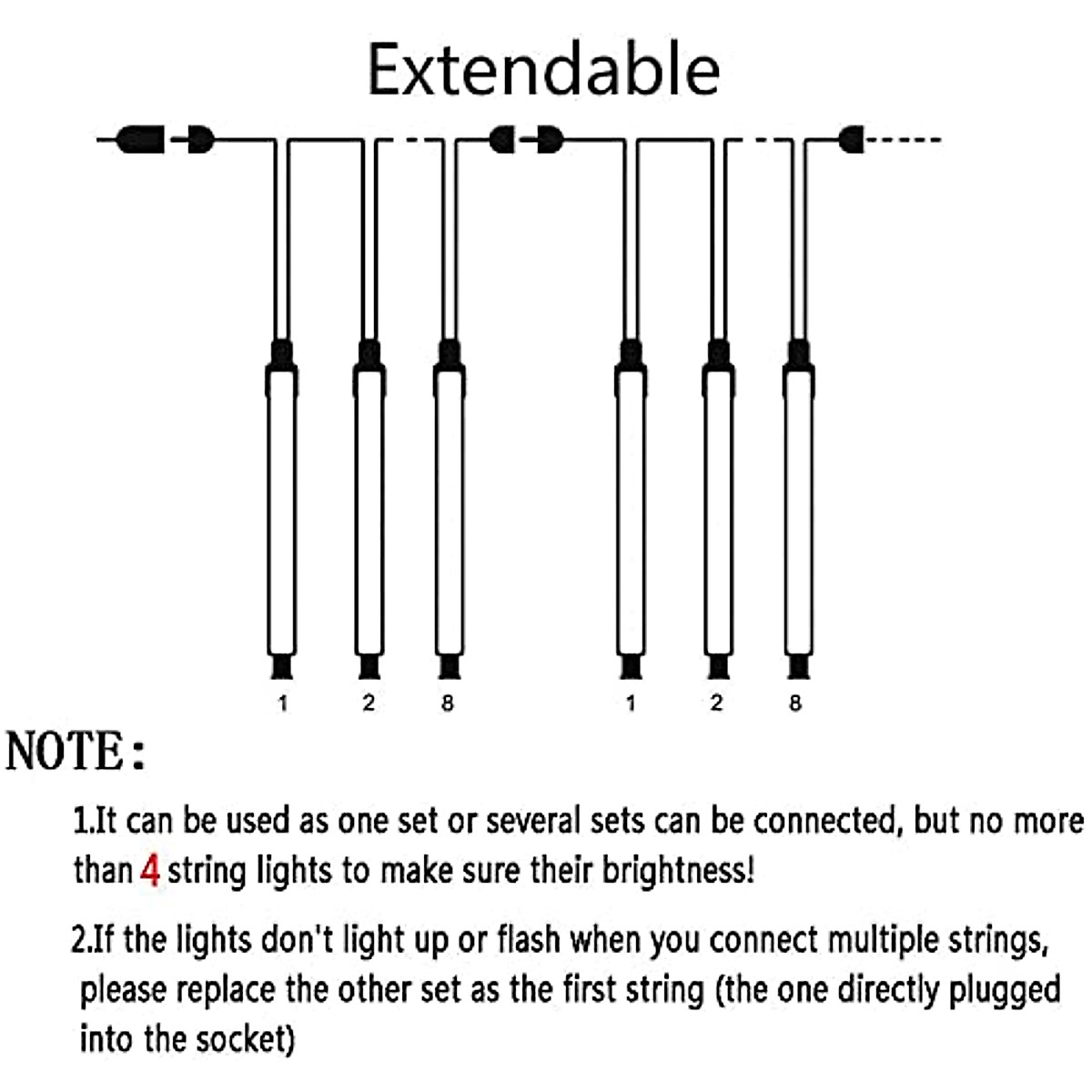 Purtuemy Christmas Lights Outdoor, Meteor Shower Lights 12 inch 8 Tubes LED Snow Falling Lights Icicle Cascading String Lights for Christmas Decoration Tree Garden Wedding Party Holiday, White