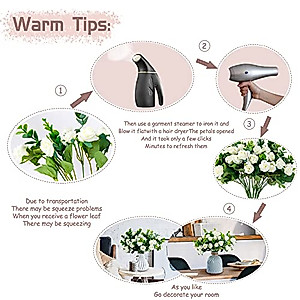 SHUOTAO Artificial Flowers Fake Silk Rose for Decoration 33 Heads Small Roses Blooming Faux Flower Bouquet with Stem for DIY Vase Home Wedding Party 3 Pack White