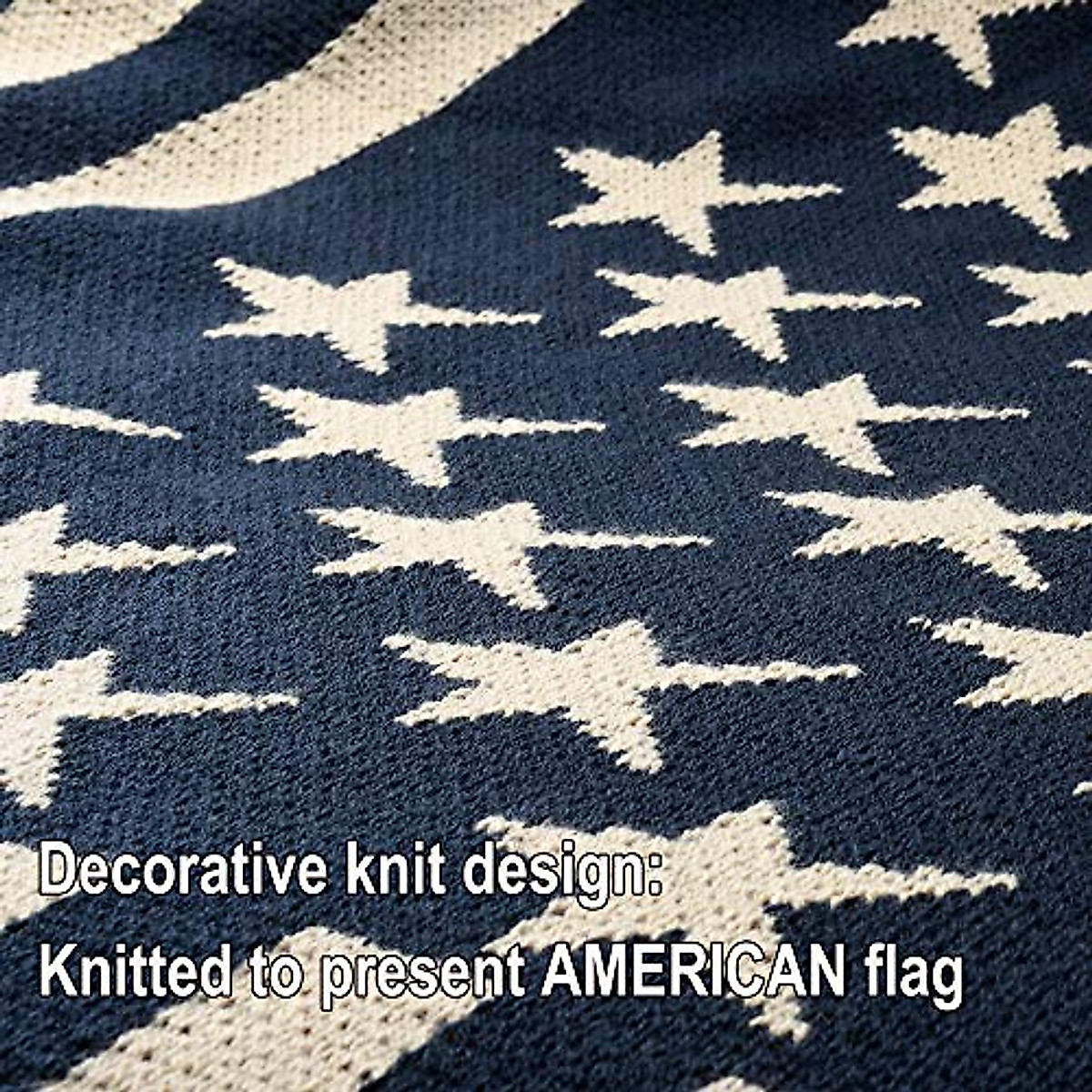 US Flag Knitted Blanket Patriotic Throw Super Comfy Soft Cozy for Coach and Bed 50"x 60" Warm for All Season TV Blankets