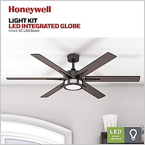 Honeywell Ceiling Fans Kaliza, 56 Inch Indoor Modern LED Ceiling Fan with Light and Remote Control, Dual Mounting Options, 6 Blades with Dual Finish, Reversible Motor - 51036-01 - (Bronze)