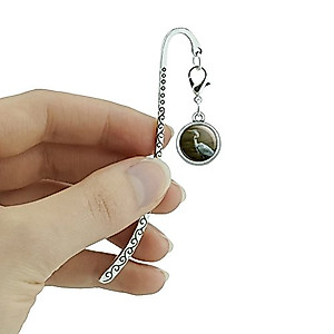 Great Blue Heron Metal Bookmark Page Marker with Charm