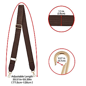 DEVPSISR Wide Shoulder Purse Strap Replacement Adjustable Belt Canvas Bag Crossbody Handbag (Leather Buckle-Brown)