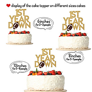 Jenrtvis Happy 1st Birthday Cake Topper, Football Fans 1st Year Down Birthday Cake Decorations, Glittery Sports Themed 1st Birthday Party Supplies