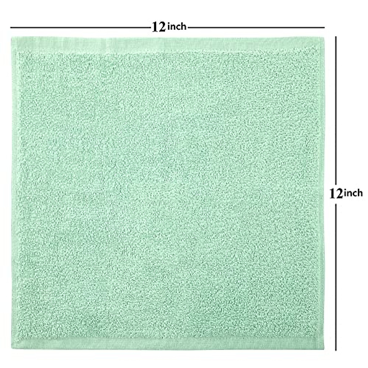 SIMPLY LOFTY Cotton Washcloths 12” x 12” (12 Pack) Premium Fingertip Towels Highly Absorbent Facial Towels for Bathroom 100% Ring Spun Cotton Wash Cloth Set (Aqua Mint)