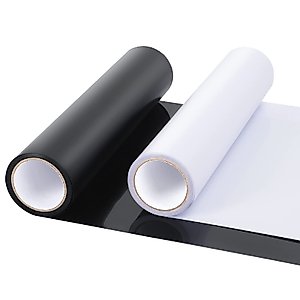 SGHUO Permanent Adhesive Vinyl Black and White 2 Rolls 12" x 20ft, Vinyl Bundle for Silhouette, for Craft, Die Cutters, Cameo Cutters, Signs, Scrapbooking,