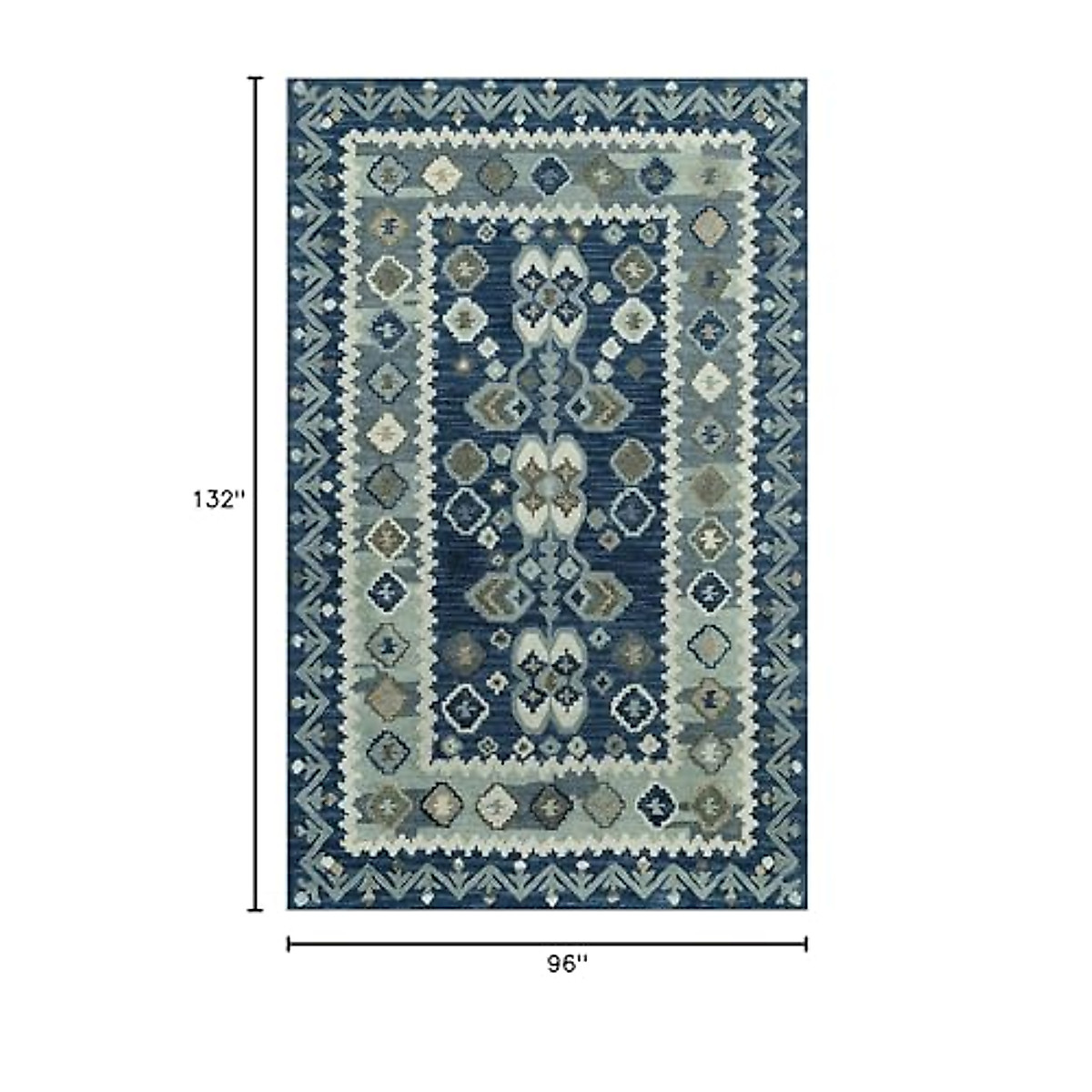 Momeni Tangier Wool Hand Tufted Traditional Indoor Area Rug, Blue, 8' X 11'