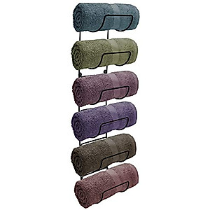 Sorbus Towel-Rack Holder - Wall Mounted Storage Organizer for Linens (Black)
