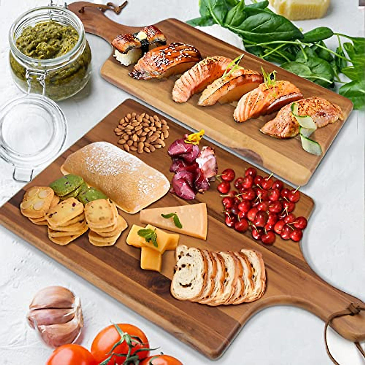 AIDEA Wood Cutting Board with Handle, Cheese Board Chartuterie Board，for Cutting and Serving 17"X11"bundle with 17"X6"(2 Pack)