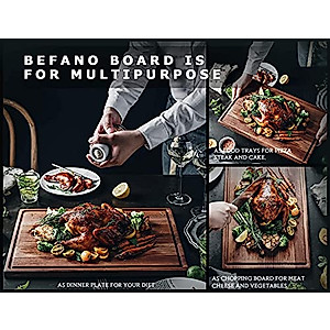 Befano Large Black Walnut Cutting Board for Kitchen, Reversible with Juice Groove, Charcuterie, Cheese Board, Serving Tray, Chopping Board for Meat, Bread(Gift Box Included)18x12 Inches