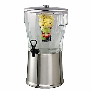 Service Ideas CBDRT5SS Beverage Dispenser, Round, 5 Gallon, Stainless Steel w/Infuser Tube, Silver