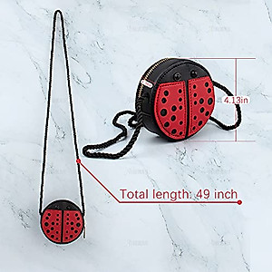 AUEAR, Cute Ladybug Purse Mini Pu Leather Crossbody Bag Wallet Pouch for Women and Girls, Black and Red