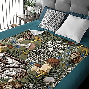 Yaoola Vintage Mushroom Flannel Blanket, All Season Soft Cozy Plush Bed Throw fit Bedroom Living Room Sofa Couch Bedding Office Cinema Farmhouse Beach Yoga Travel 50"x40" for Kid