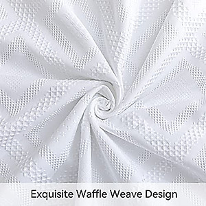 JELLYMONI White Waffle Duvet Cover Queen Size - 3PCS Textured Microfiber Comforter Cover with Diamond Jacquard Pattern, Luxury Soft Bedding Set with 8 Corner Ties & Double Zipper Closure