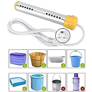 Immersion Water Heater, Electric Submersible Water Heater with Stainless Steel Guard Cover and Digital LCD Thermometer, Portable Bucket Heater to Heat 5 Gallons of Water in Minutes