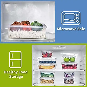 Freezer Microwave BPA Free Airtight - 16 Food Storage Containers - 16 Container Set Medium Kitchen Microwave Refrigerator Plastic with Easy Snap Lids