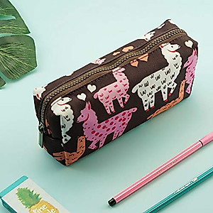 Llama Pencil Case Large Capacity Canvas Pen Bag Pouch Stationary Case Makeup Cosmetic Bag (Llama)