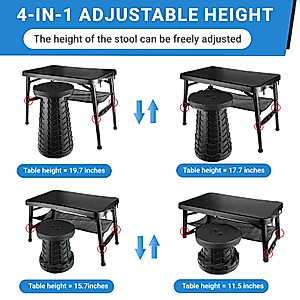 maliven Portable Folding Table and Stool Set, Lightweight Foldable Table & Collapsible Stool for Camping Picnic Beach Fishing, Sturdy Small Outdoor Table with Mesh Layer Storage