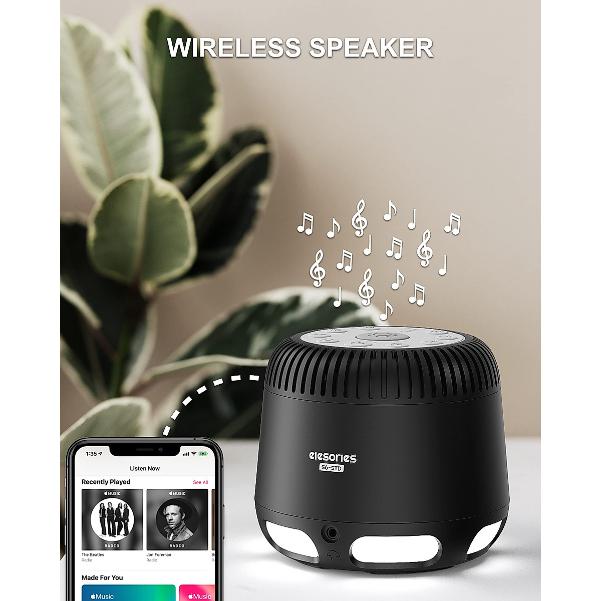 White Noise Machine, 24 Relaxing Nature Sounds, 10-Color Baby Night Light, V5.1 Wireless Speaker, Built-in Rechargeable Battery Sound Machine Sleep Therapy for Baby Adult Kids Sleeping Nursery Home